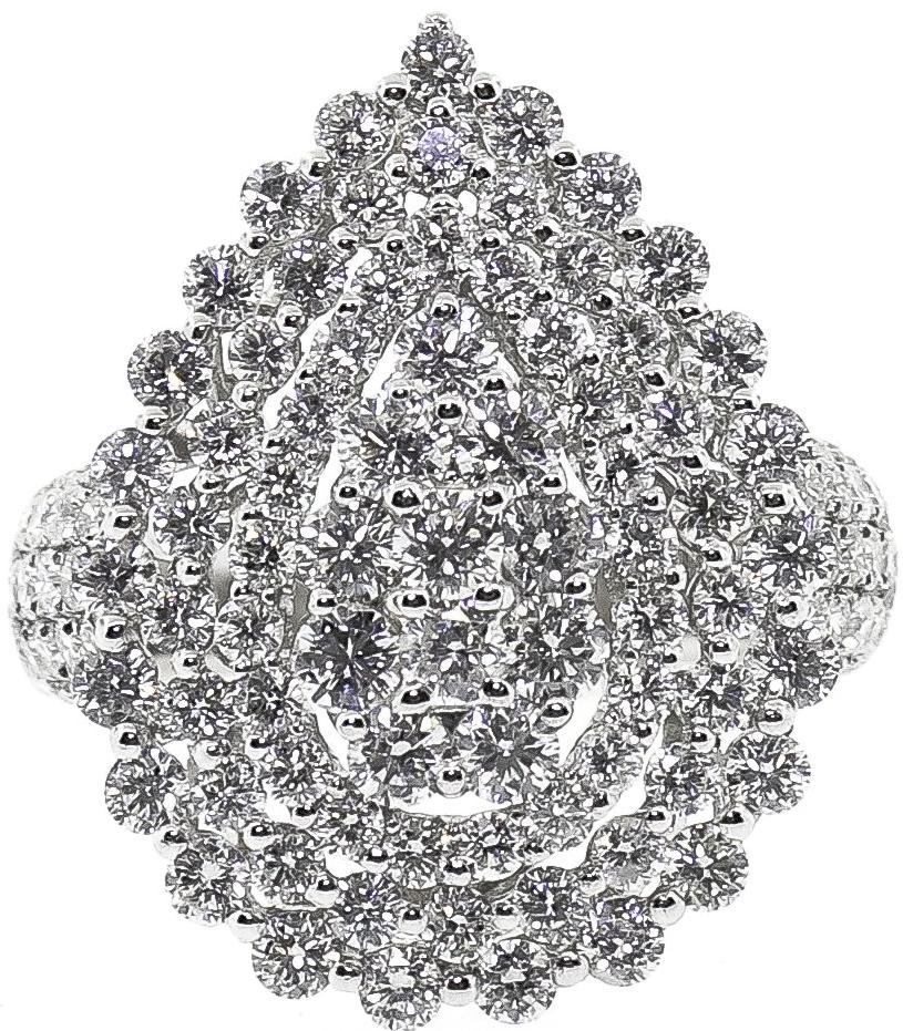 White Gold & Diamond Pear Shaped Illusion Set Cocktail Ring – Mazal ...